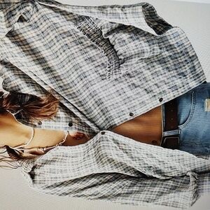 Tops | Nwt Gray Plaid Shirt | Poshmark